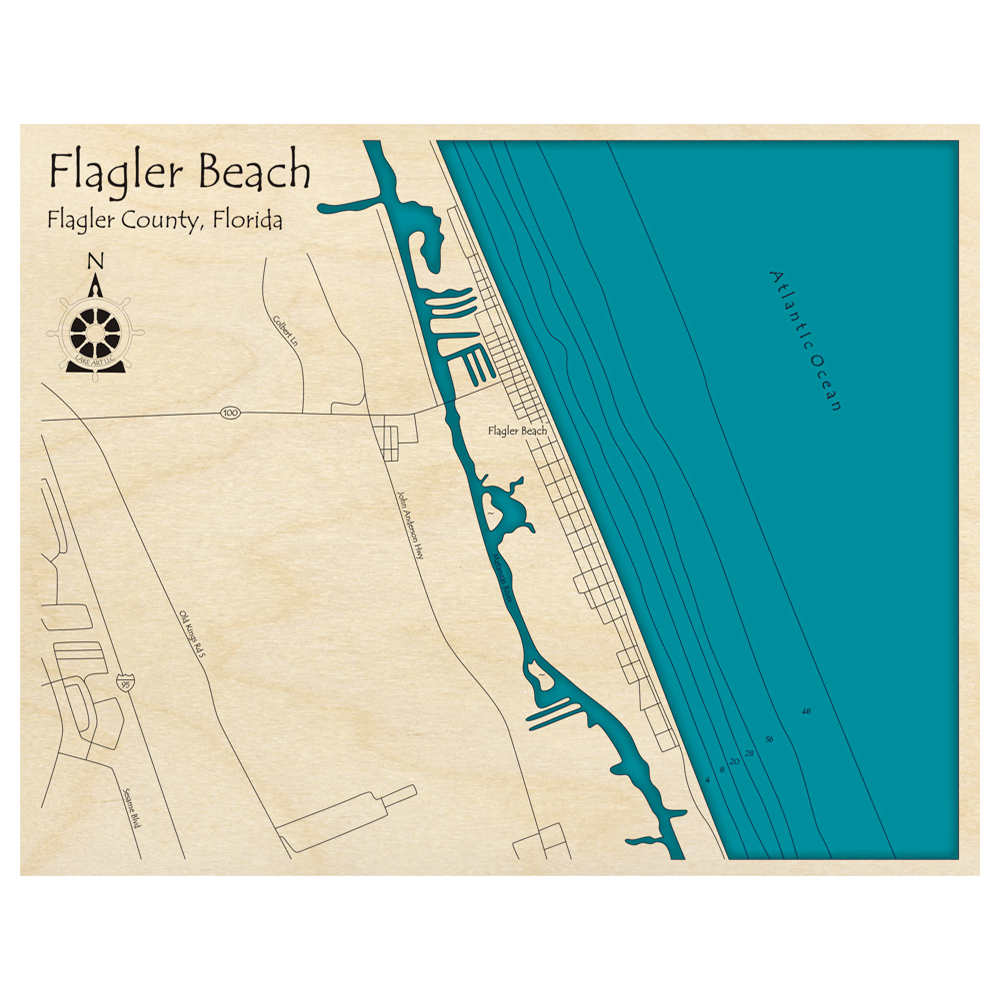 Flagler Beach, Florida 3D Custom Wood Map – Lake Art LLC