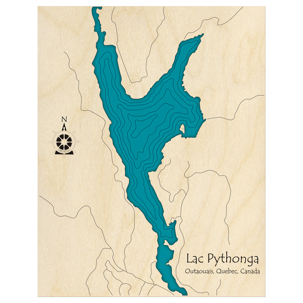 Lac Pythonga, Quebec 3D Custom Wood Map – Lake Art LLC