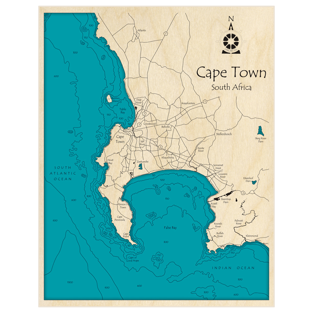 Cape Town 3D Custom Wood Map – Lake Art LLC