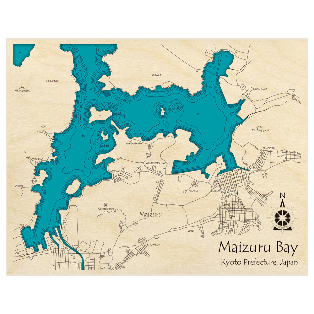 Maizuru 3D Custom Wood Map – Lake Art LLC