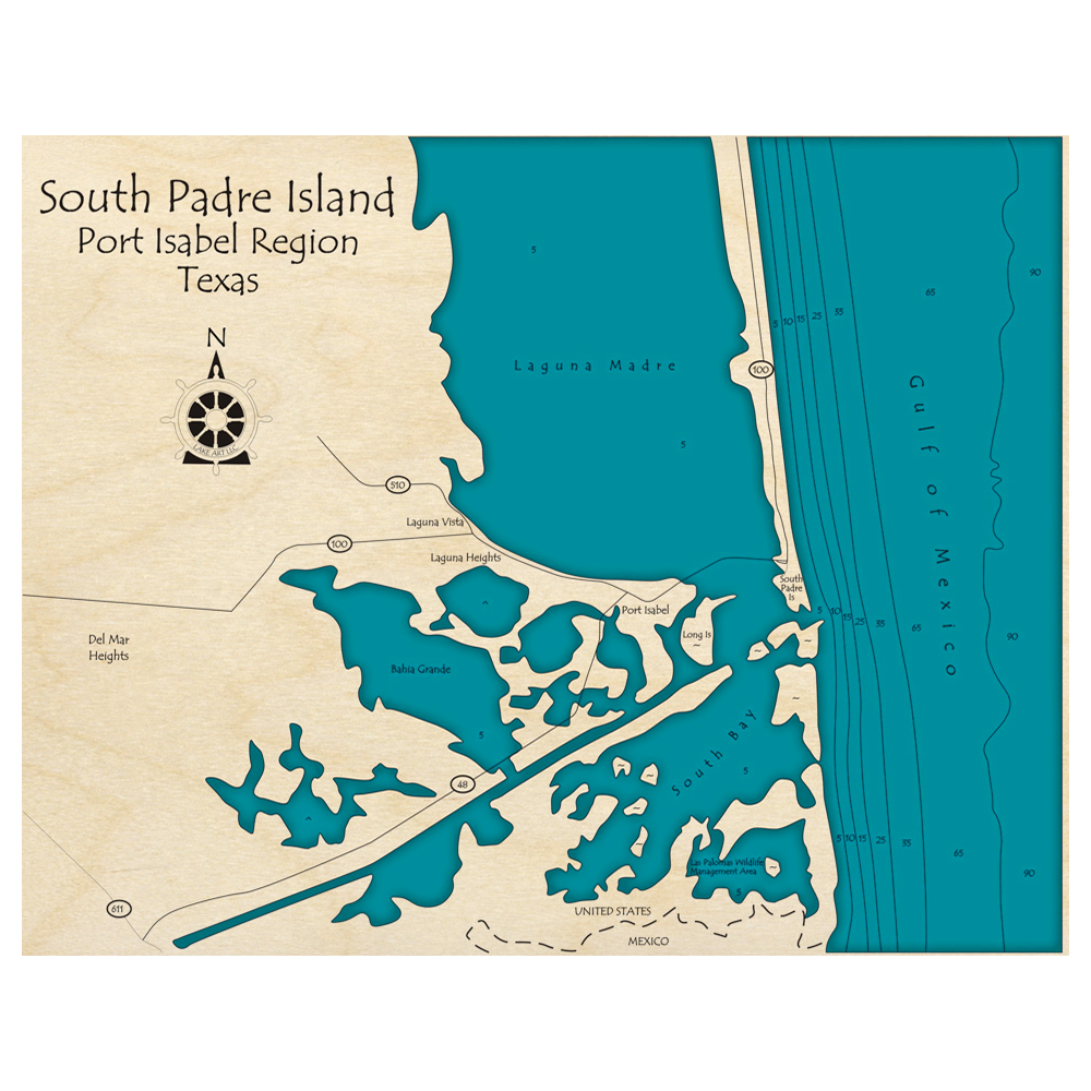 South Padre Island, Texas 3D Custom Wood Map – Lake Art LLC