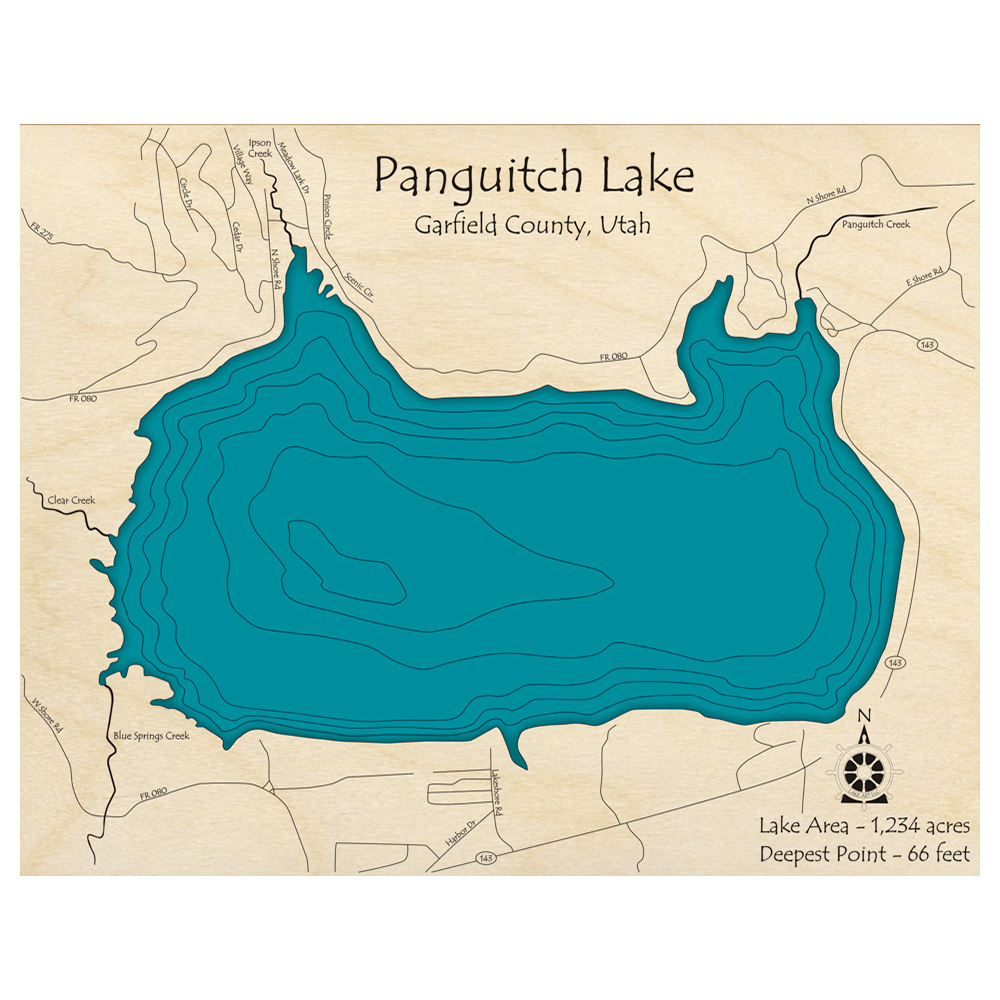 Panguitch Lake, Utah 3D Custom Wood Map – Lake Art LLC
