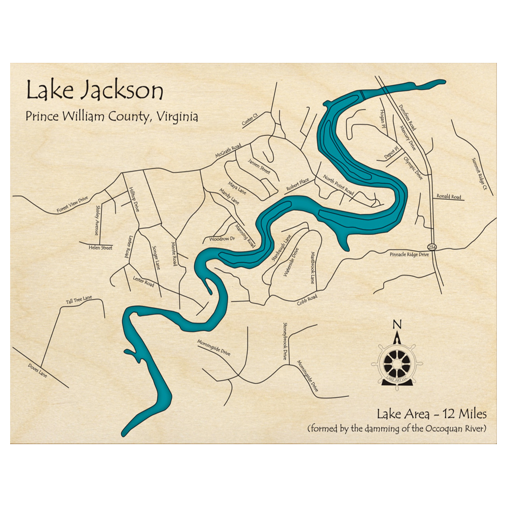 Lake Jackson, Virginia 3D Custom Wood Map – Lake Art LLC