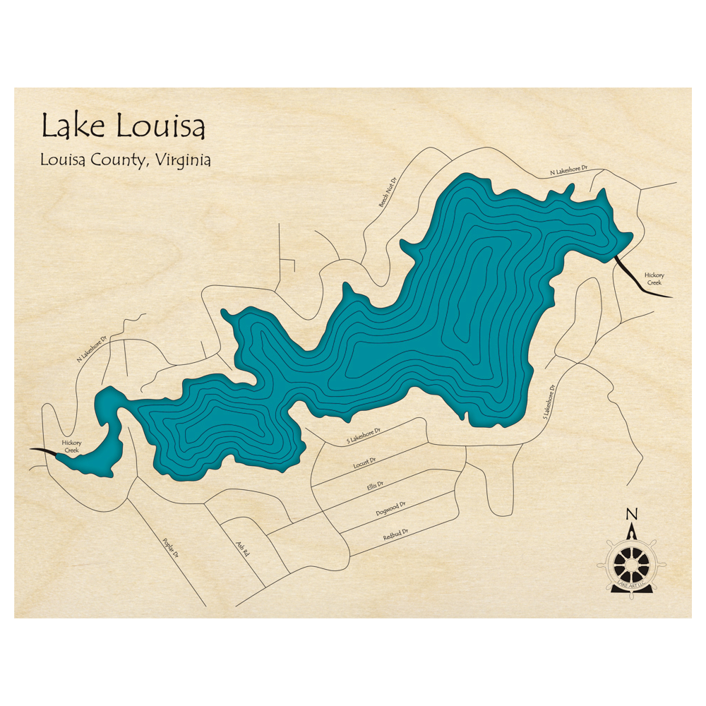 Lake Louisa, Virginia 3D Custom Wood Map – Lake Art LLC