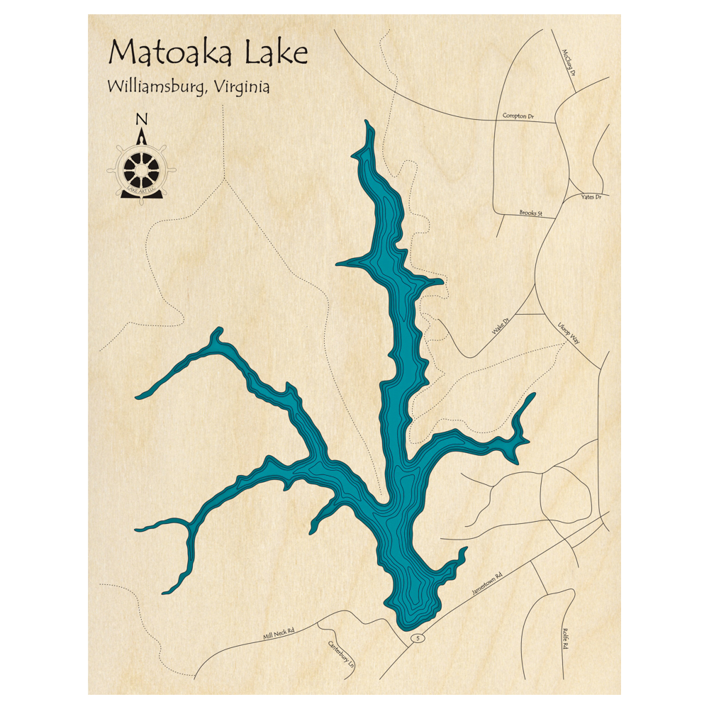 Matoaka Lake, Virginia 3D Custom Wood Map – Lake Art LLC