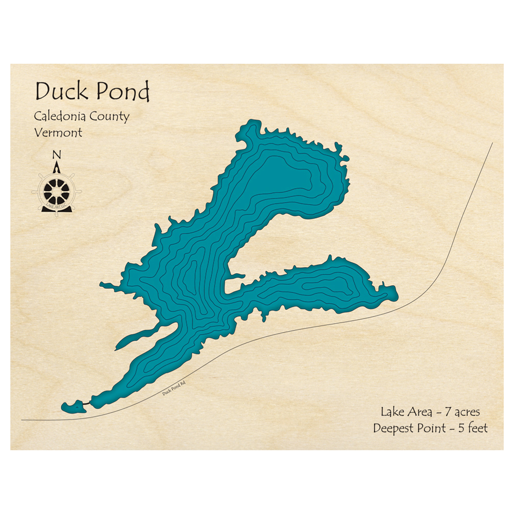 Duck Pond, Vermont 3D Custom Wood Map – Lake Art LLC