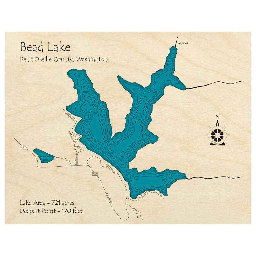 Bead Lake, Washington 3D Custom Wood Map – Lake Art LLC