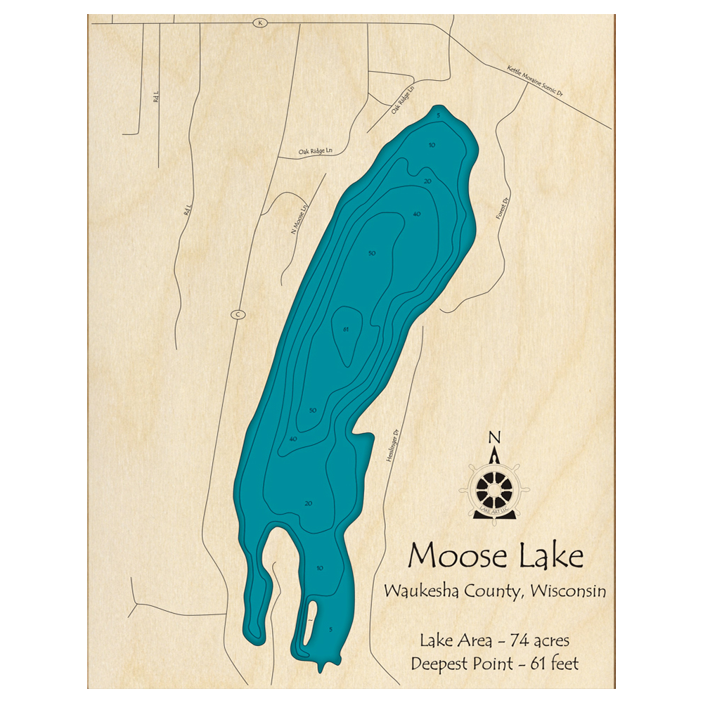 Moose Lake, Wisconsin 3D Custom Wood Map – Lake Art LLC