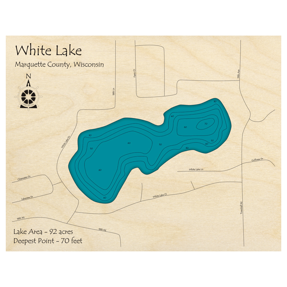 White Lake, Wisconsin 3D Custom Wood Map – Lake Art LLC