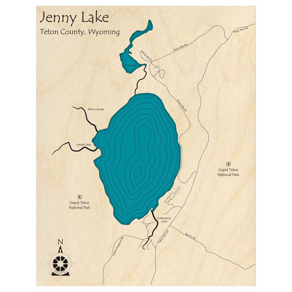 Jenny Lake, Wyoming 3D Custom Wood Map – Lake Art LLC
