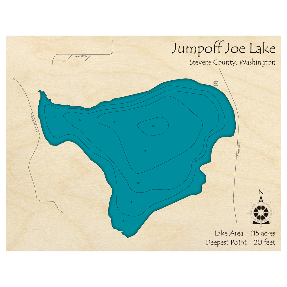 Jumpoff Joe Lake, Washington 3D Custom Wood Map – Lake Art LLC