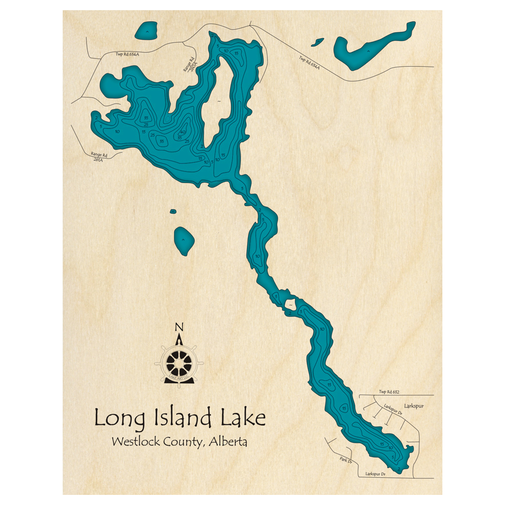 Long Island Lake, Alberta 3D Custom Wood Map – Lake Art LLC