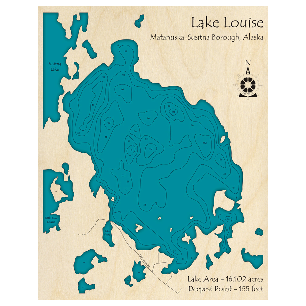 Lake Louise, Alaska 3D Custom Wood Map – Lake Art LLC