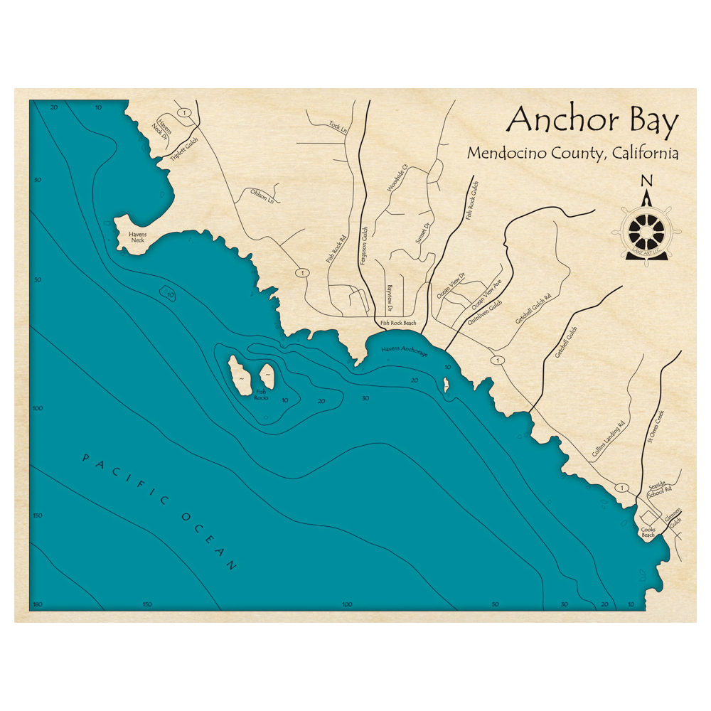 Anchor Bay, California 3D Custom Wood Map – Lake Art LLC
