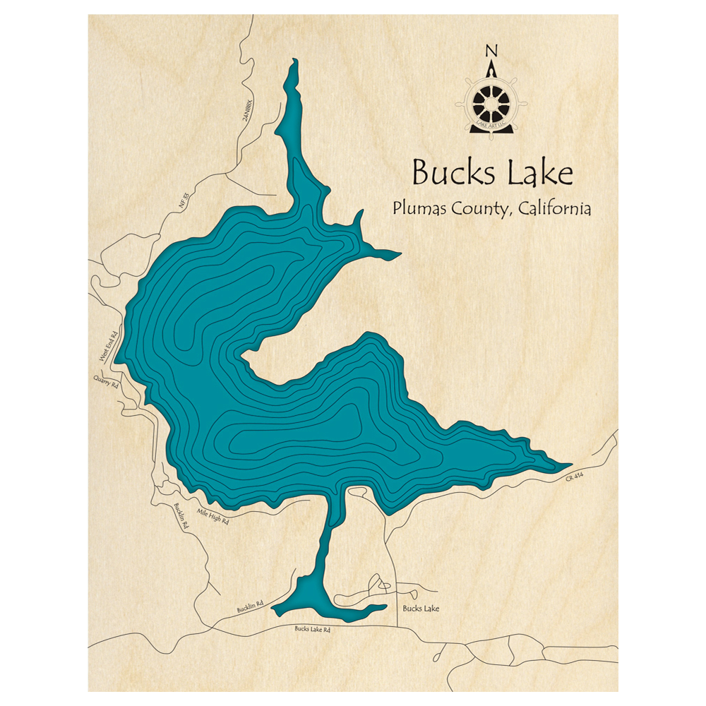 Bucks Lake, California 3D Custom Wood Map – Lake Art LLC