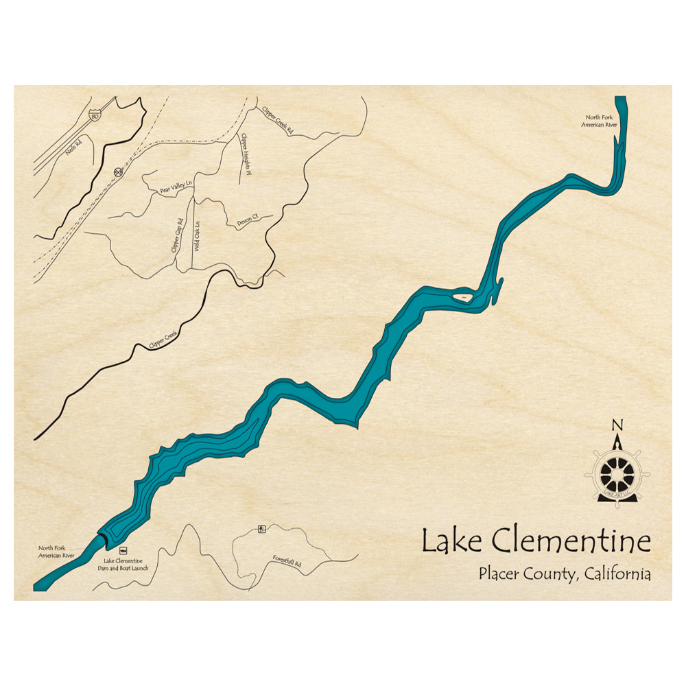 Lake Clementine, California 3D Custom Wood Map – Lake Art LLC