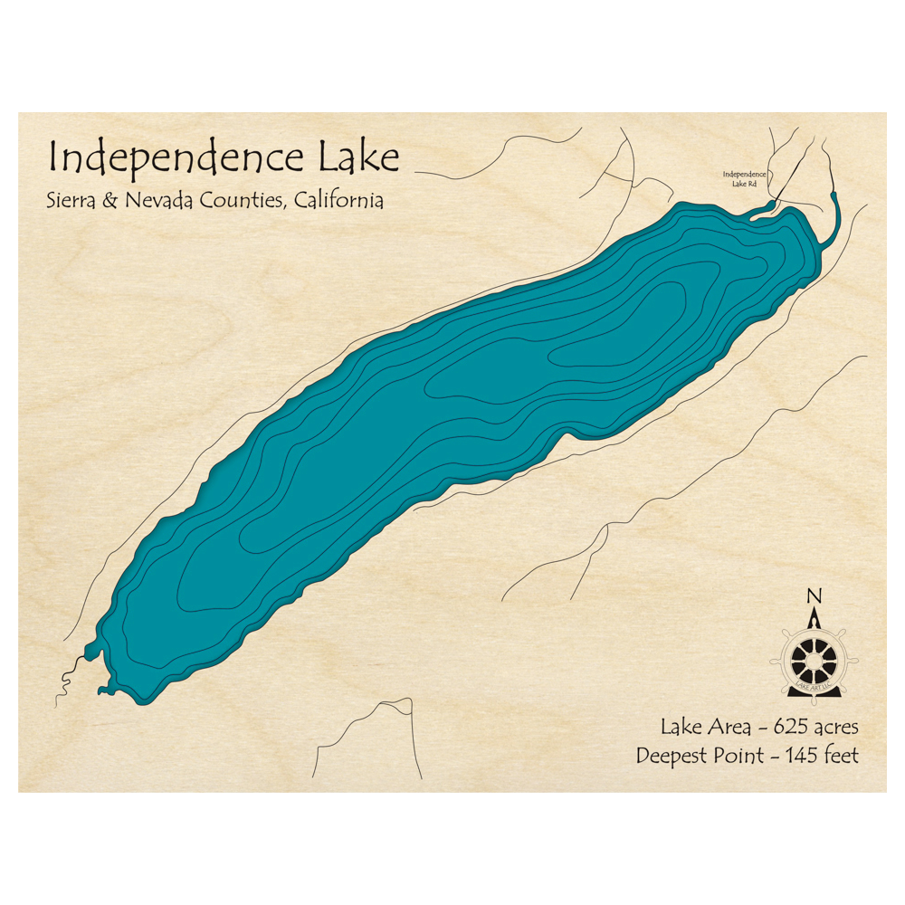 Independence Lake, California 3D Custom Wood Map – Lake Art LLC