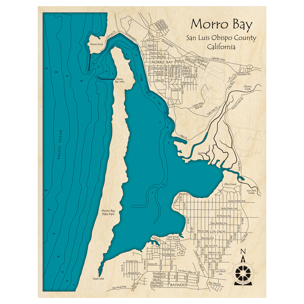 Morro Bay, California 3D Custom Wood Map – Lake Art LLC