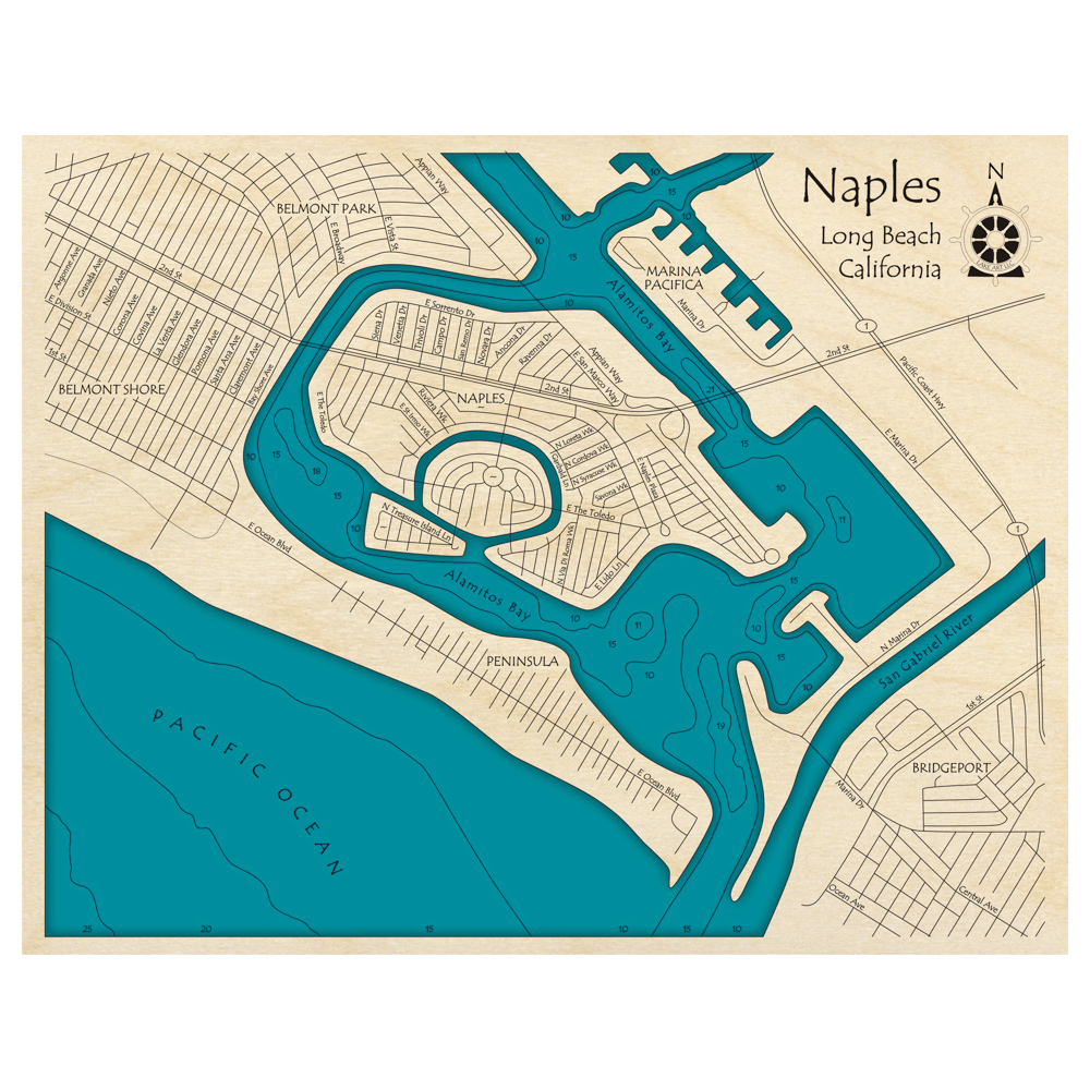 Naples, California, California 3D Custom Wood Map – Lake Art LLC