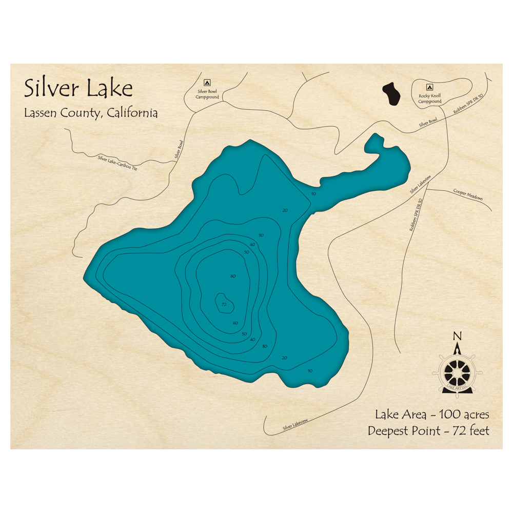 Silver Lake, California 3D Custom Wood Map – Lake Art LLC