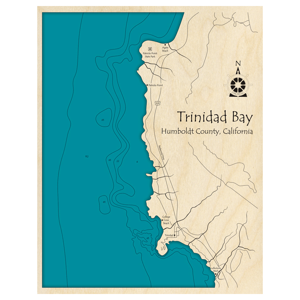 Trinidad Bay, California 3D Custom Wood Map – Lake Art LLC