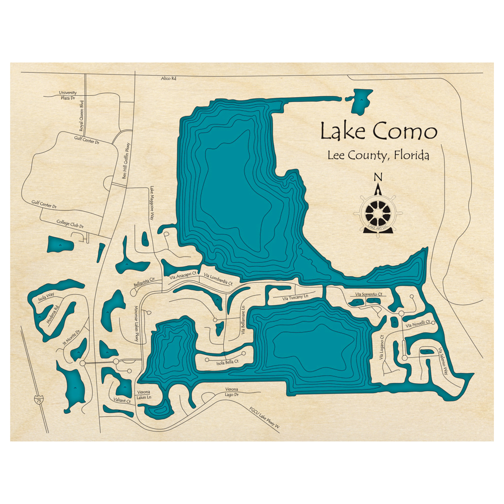 Lake Como, Florida 3D Custom Wood Map – Lake Art LLC