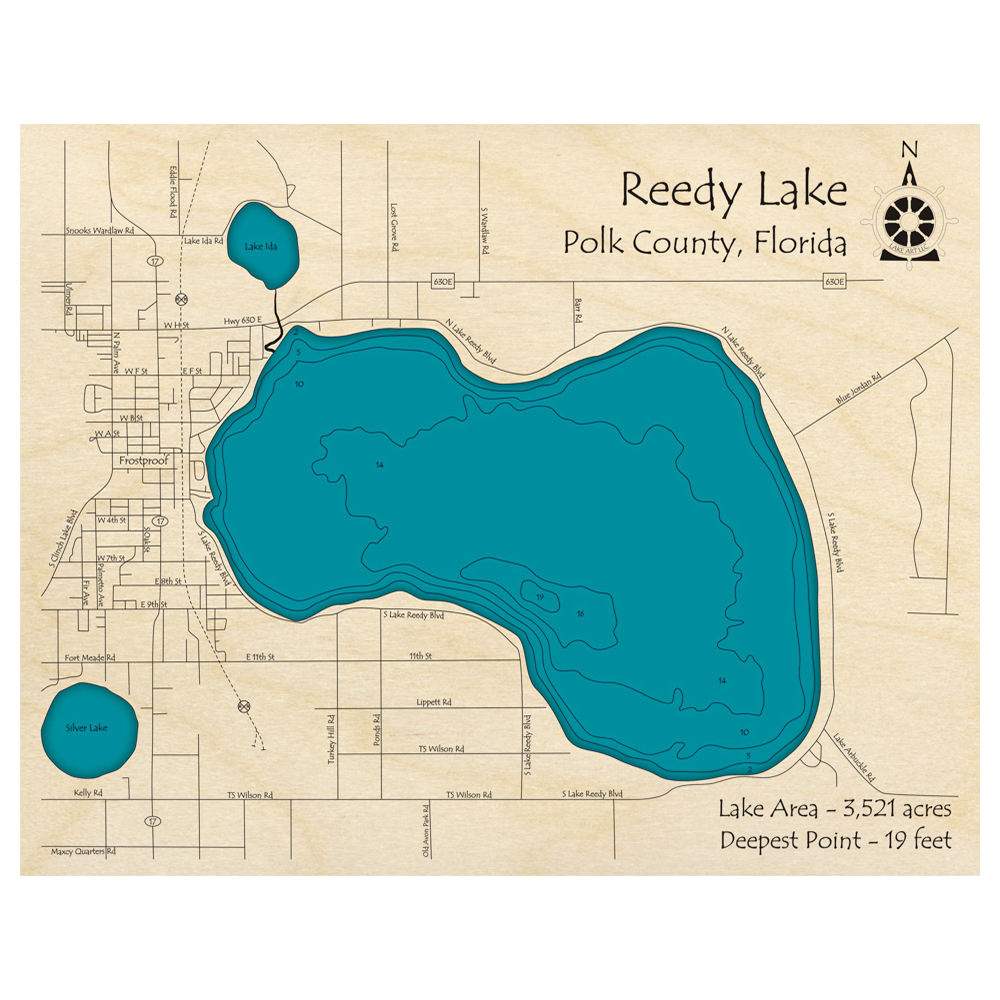 Reedy Lake, Florida 3D Custom Wood Map – Lake Art LLC