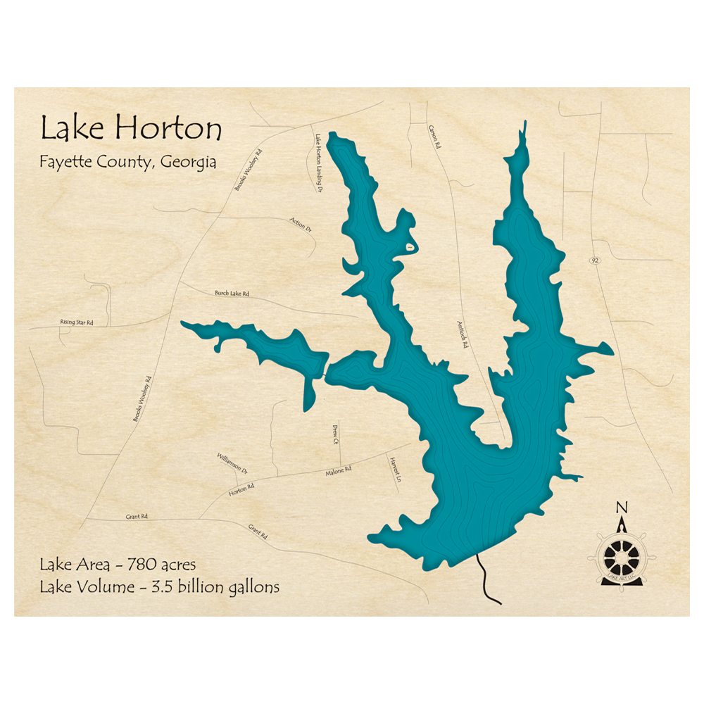 Lake Horton, Georgia 3D Custom Wood Map – Lake Art LLC