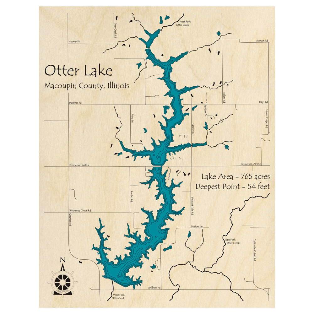 Otter Lake, Illinois 3D Custom Wood Map – Lake Art LLC