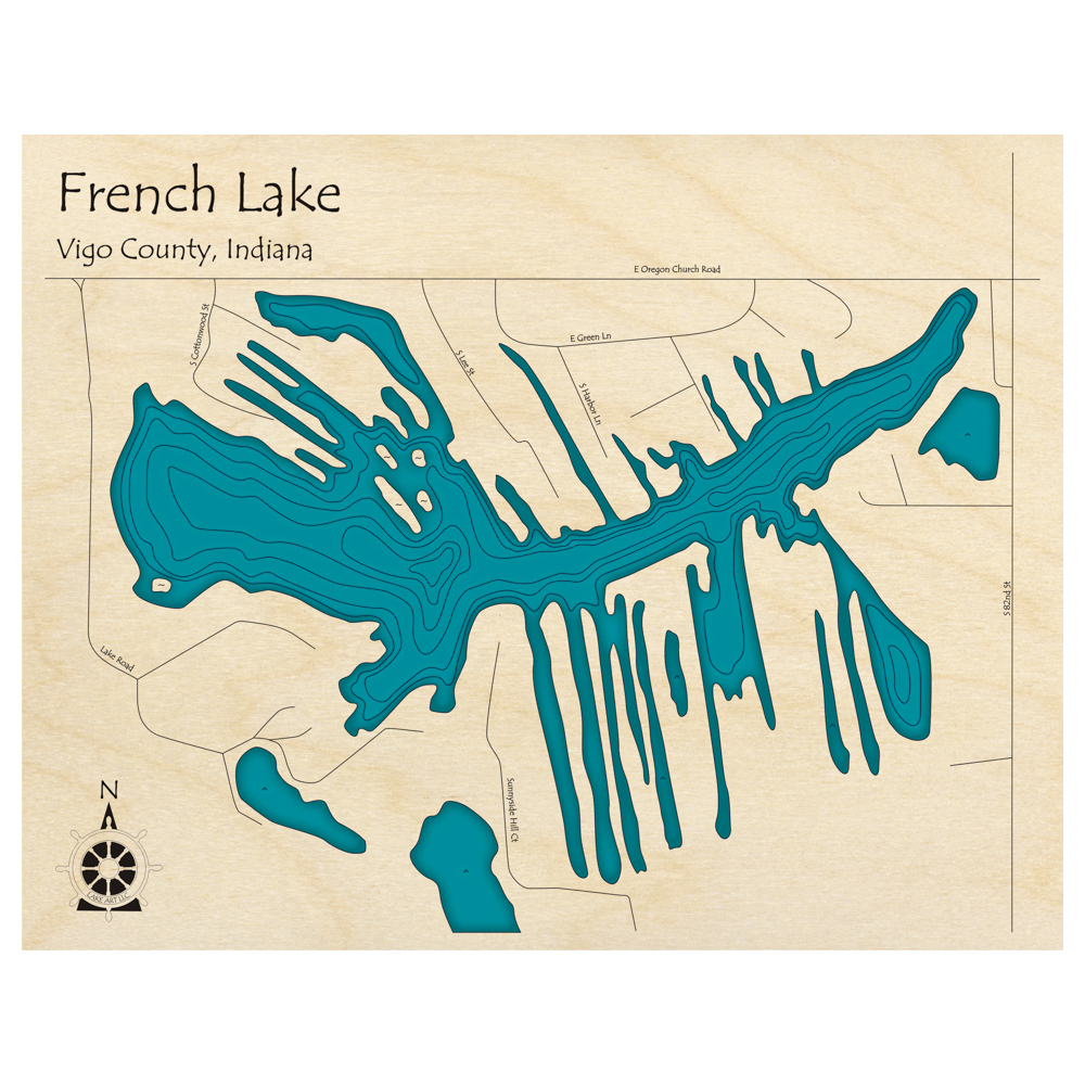 French Lake, Indiana 3D Custom Wood Map – Lake Art LLC