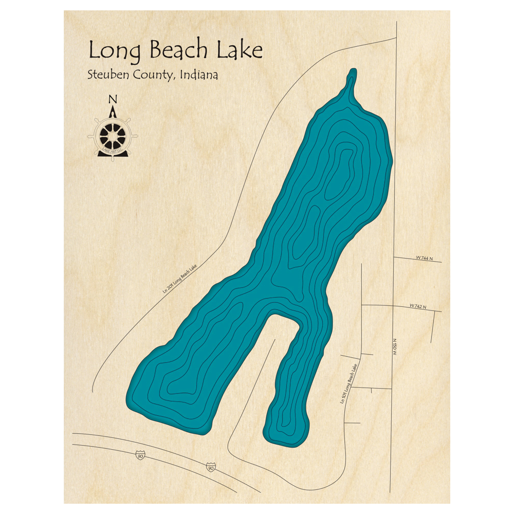 Long Beach Lake, Indiana 3D Custom Wood Map – Lake Art LLC