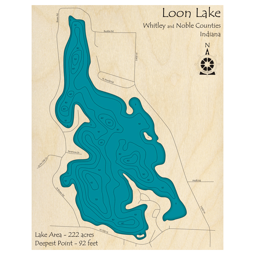 Loon Lake, Indiana 3D Custom Wood Map – Lake Art LLC