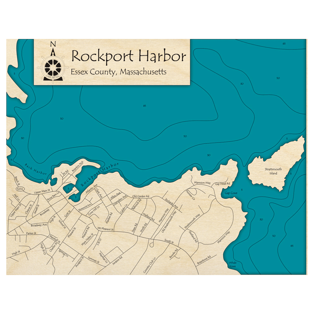 Rockport Harbor, Massachusetts 3D Custom Wood Map – Lake Art LLC