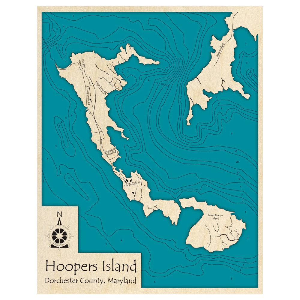 Hoopers Island, Maryland 3D Custom Wood Map – Lake Art LLC