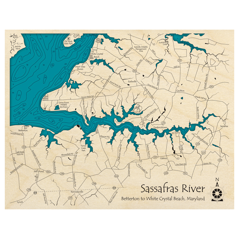 Chesapeake Bay, Maryland 3D Custom Wood Map – Lake Art LLC