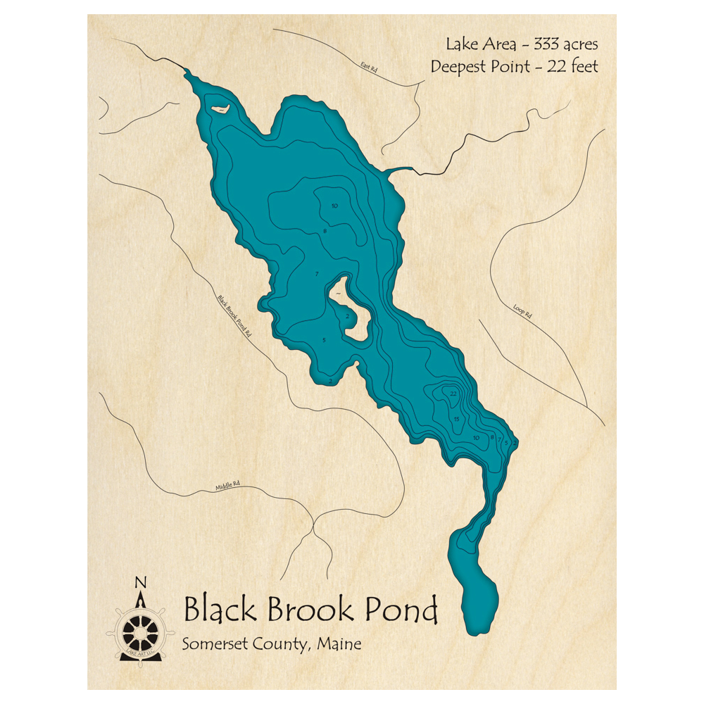 Black Brook Pond, Maine 3D Custom Wood Map – Lake Art LLC
