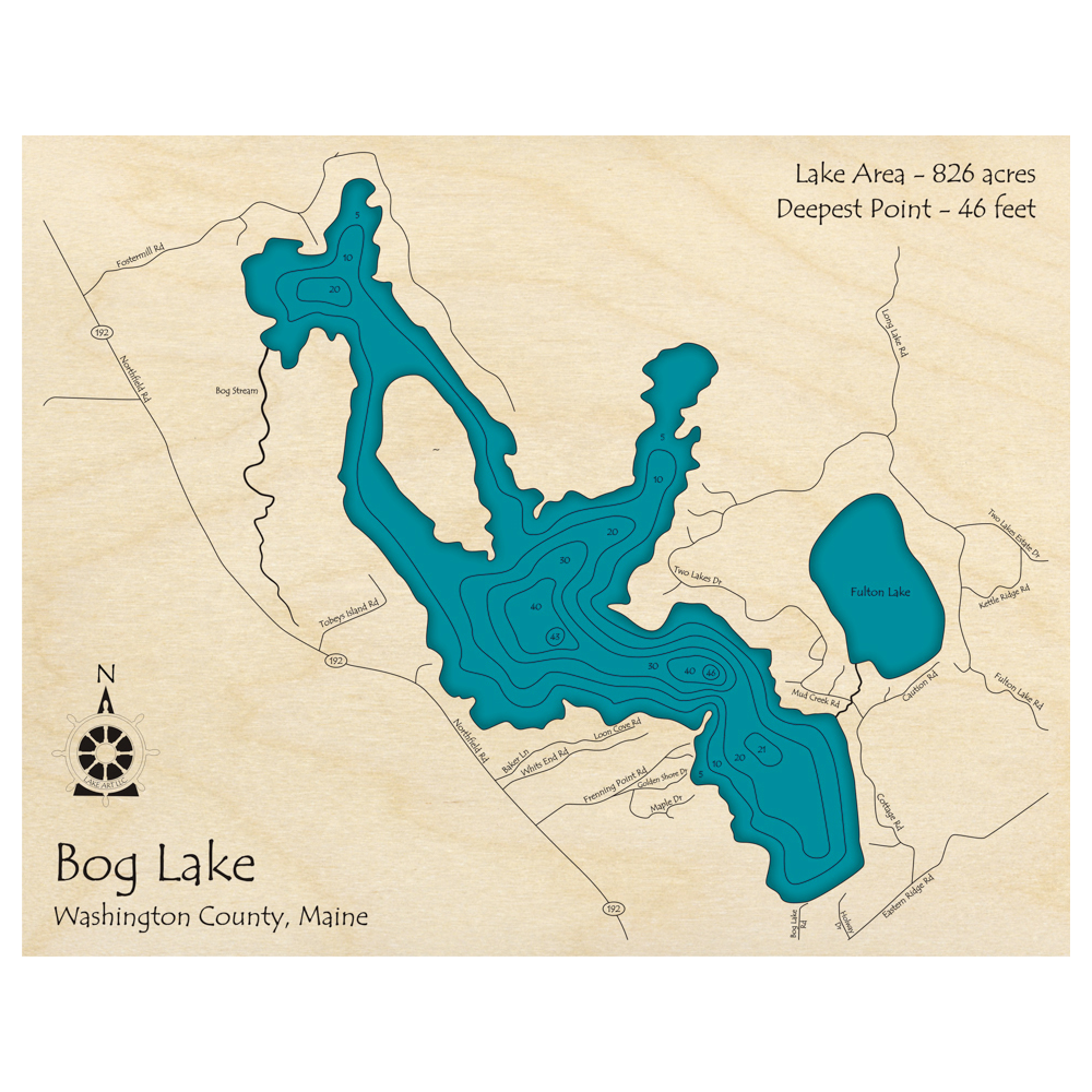Bog Lake, Maine 3D Custom Wood Map – Lake Art LLC