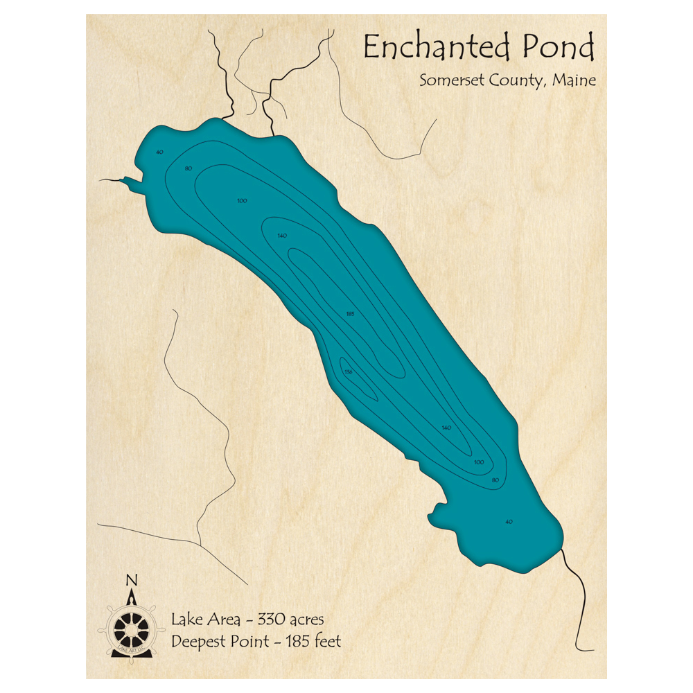 Enchanted Pond, Maine 3D Custom Wood Map – Lake Art LLC