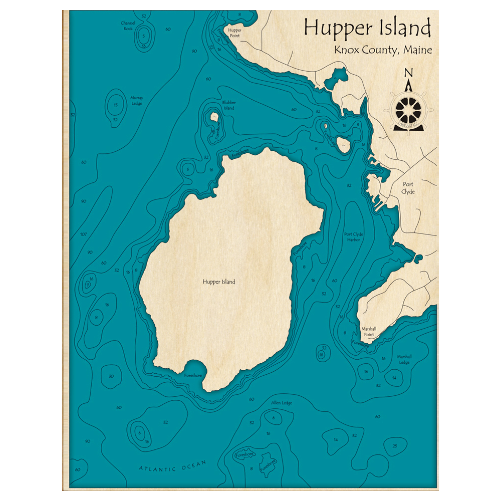 Hupper Island, Maine 3D Custom Wood Map – Lake Art LLC