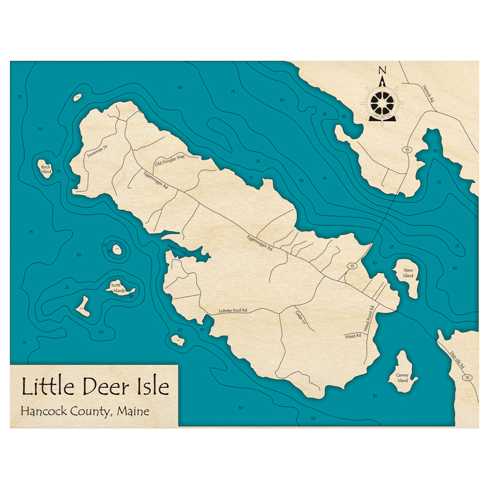 Little Deer Isle, Maine 3D Custom Wood Map – Lake Art LLC