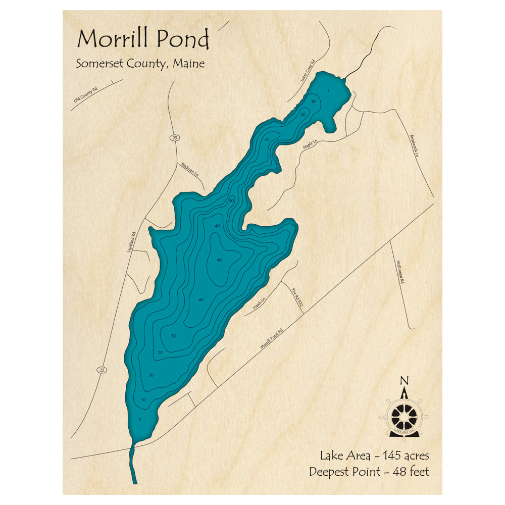 Morrill Pond, Maine 3D Custom Wood Map – Lake Art LLC
