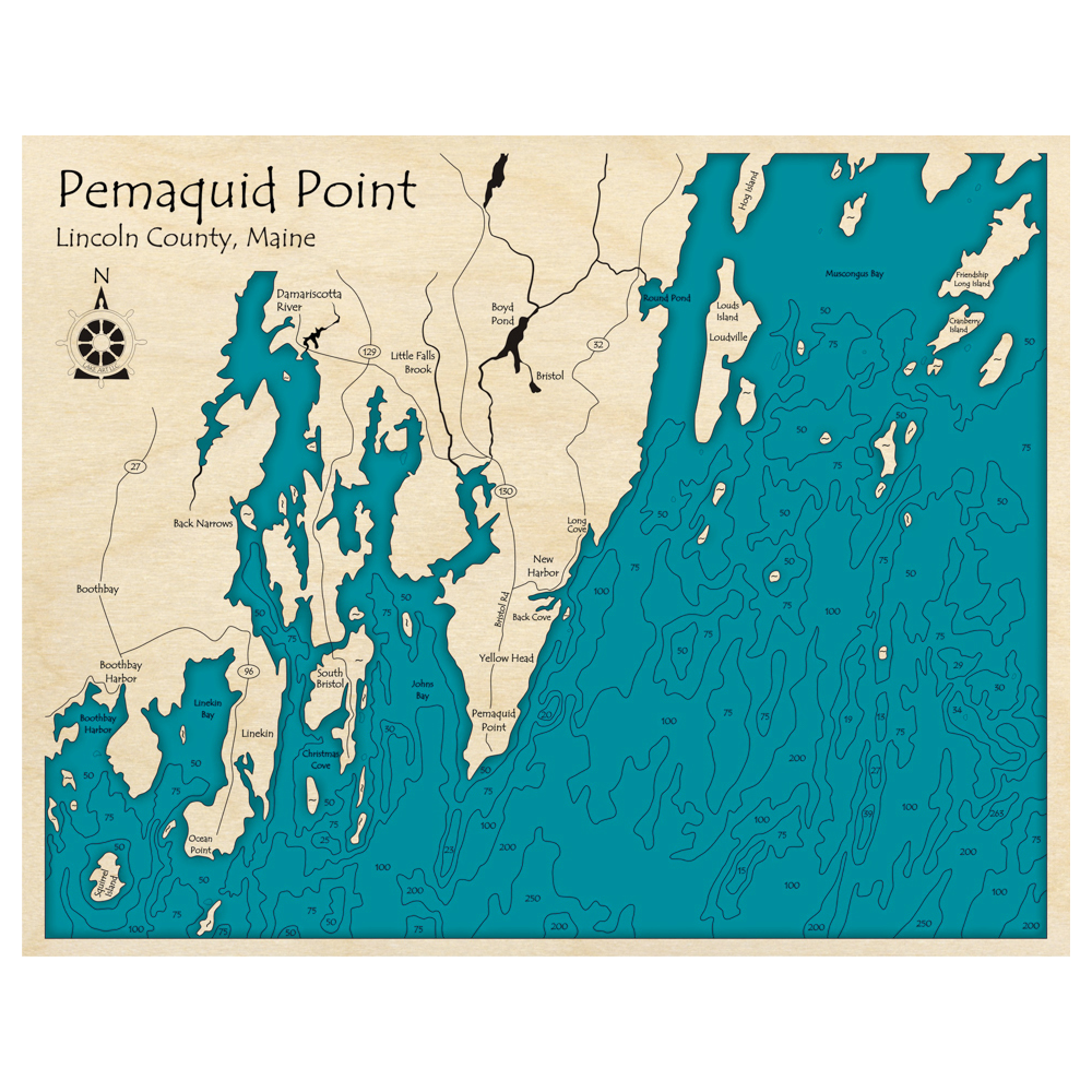 Pemaquid Point, Maine 3D Custom Wood Map – Lake Art LLC