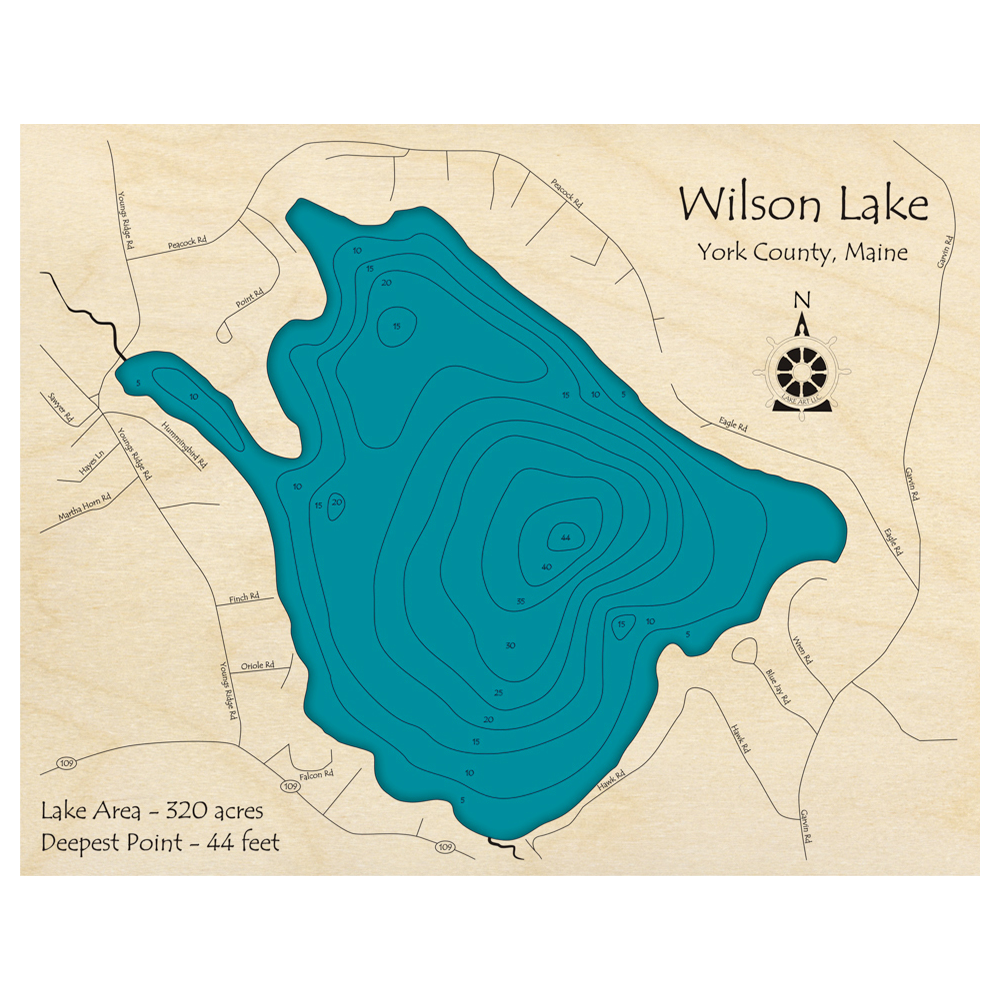 Wilson Lake, Maine 3D Custom Wood Map – Lake Art LLC