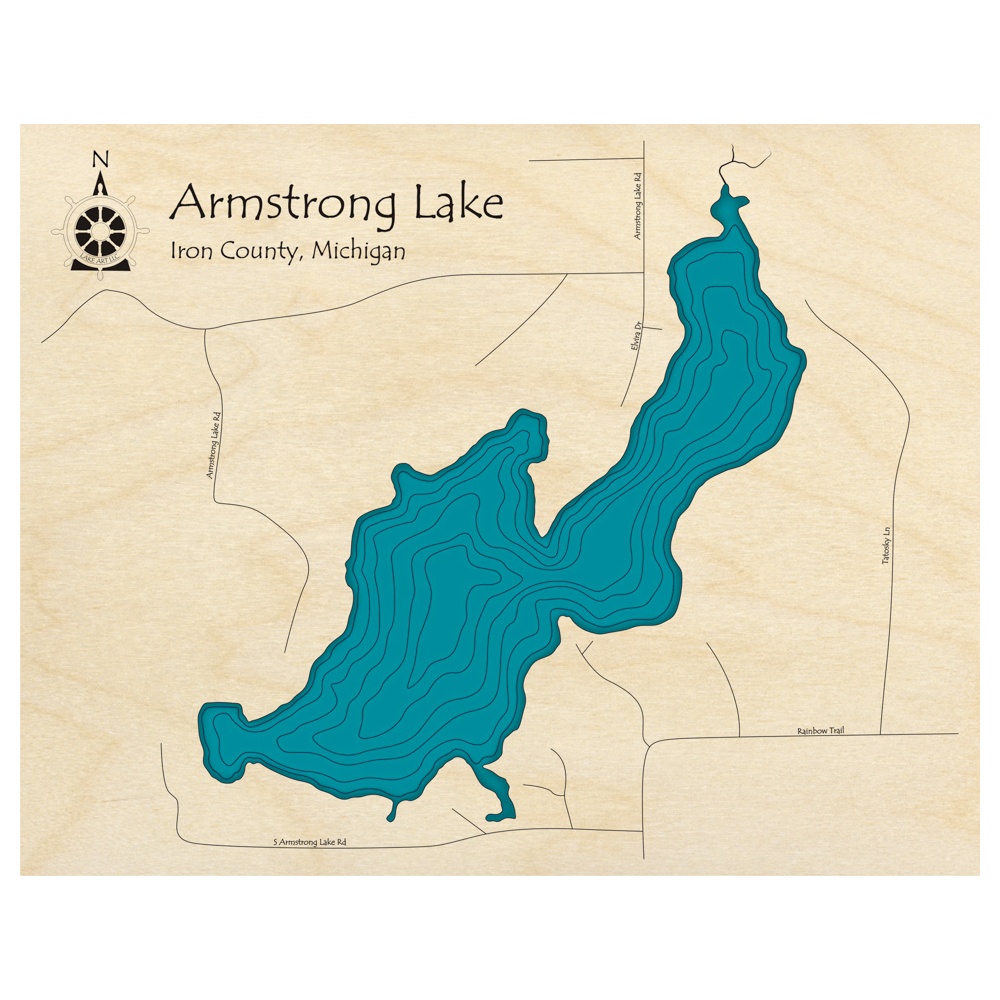 Armstrong Lake, Michigan 3D Custom Wood Map – Lake Art LLC