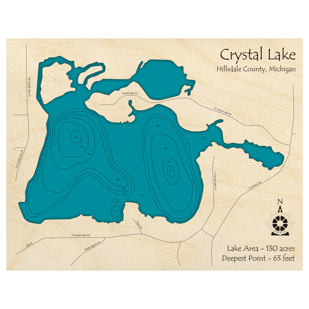 Crystal Lake, Michigan 3D Custom Wood Map – Lake Art LLC