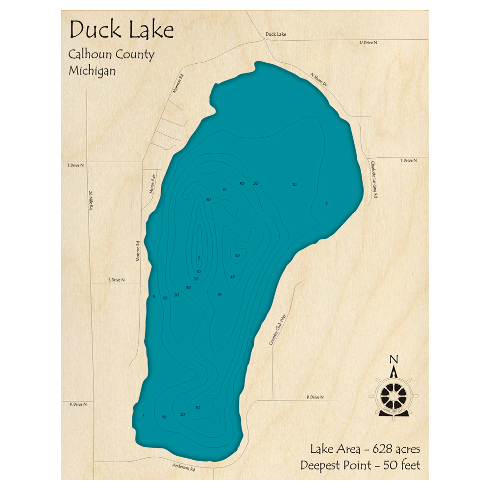 Duck Lake, Michigan 3D Custom Wood Map – Lake Art LLC