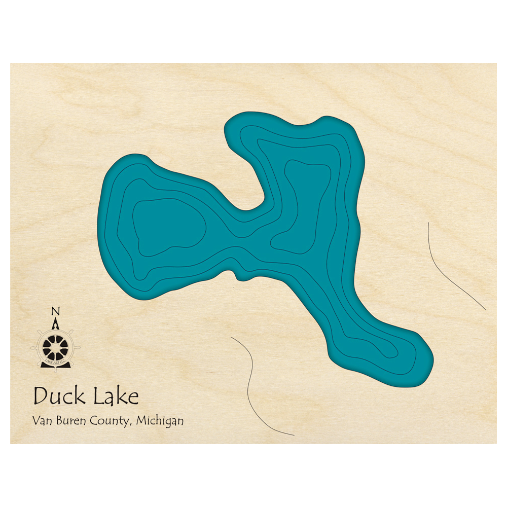 Duck Lake, Michigan 3D Custom Wood Map – Lake Art LLC