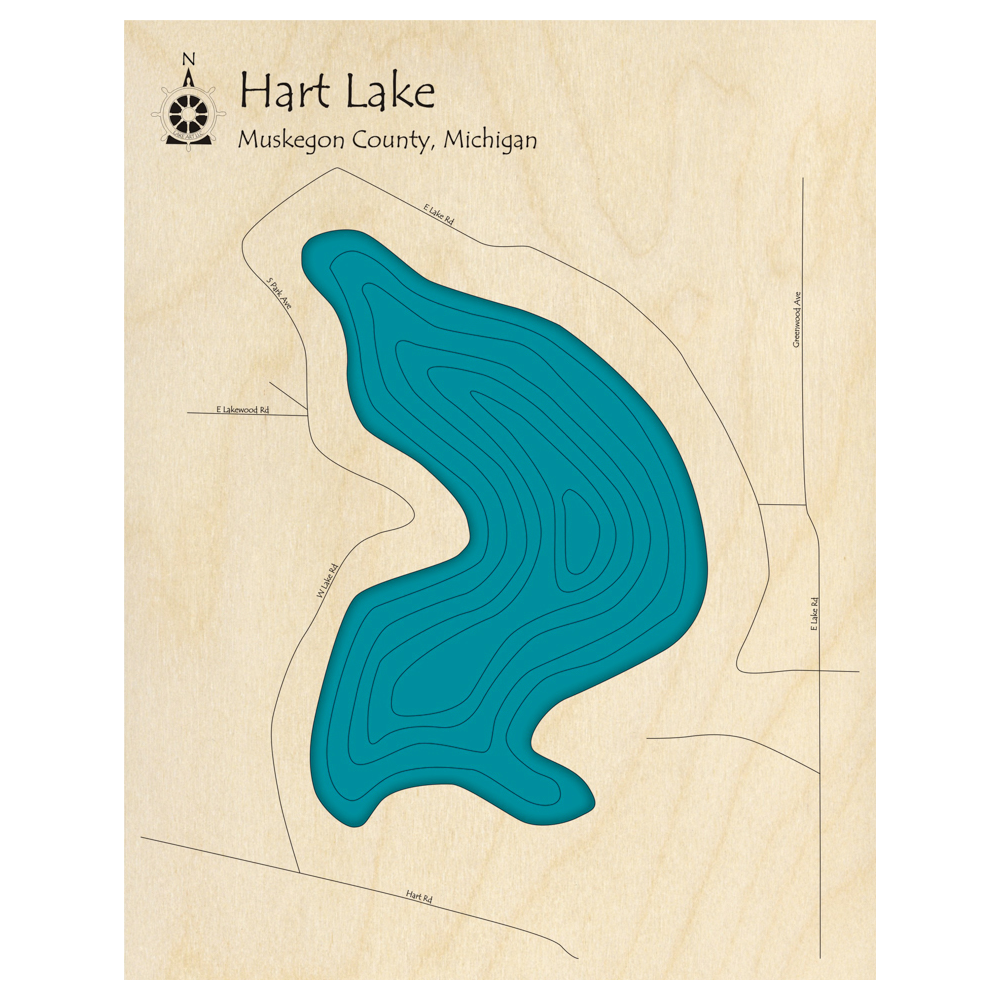 Hart Lake, Michigan 3D Custom Wood Map – Lake Art LLC