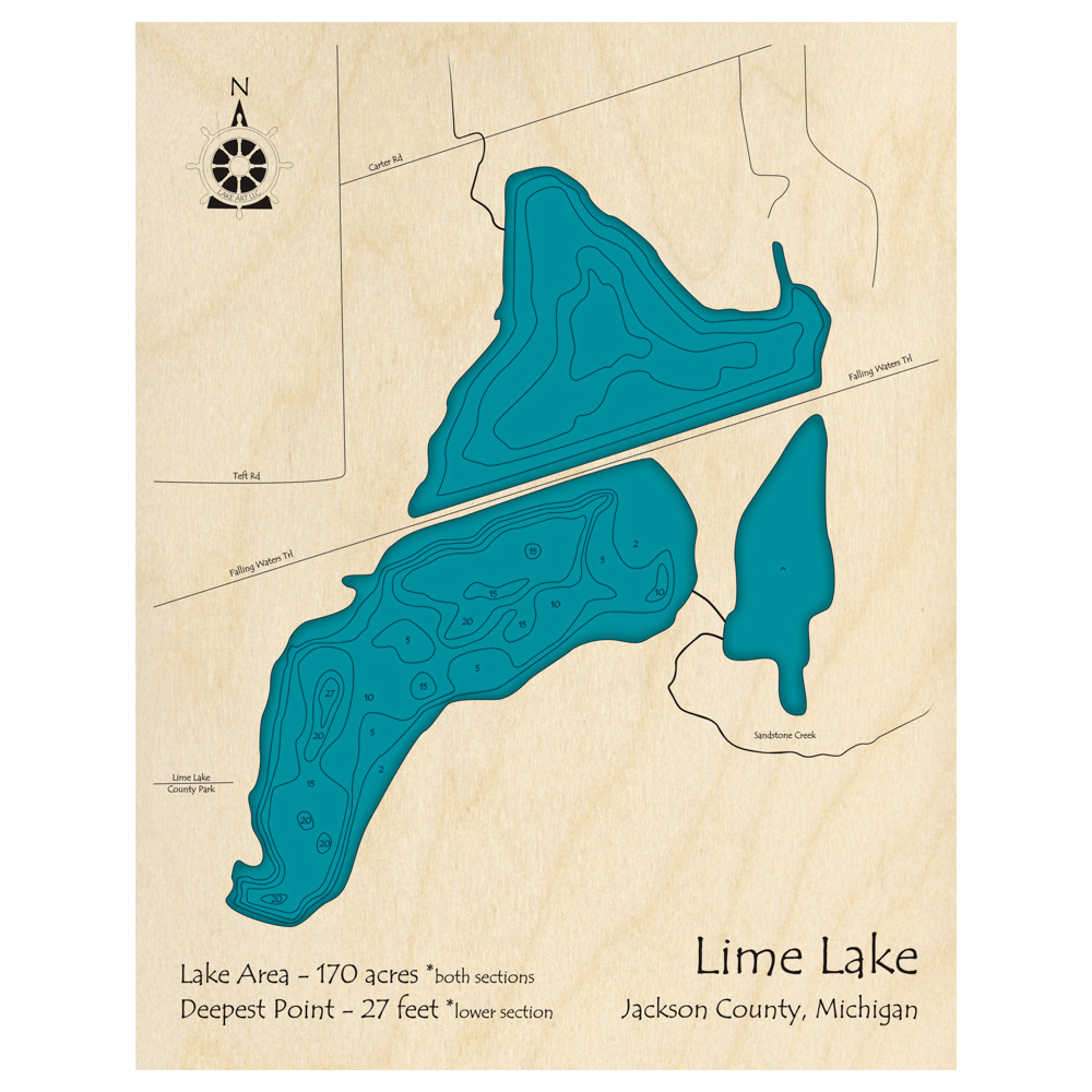 Lime Lake, Michigan 3D Custom Wood Map – Lake Art LLC