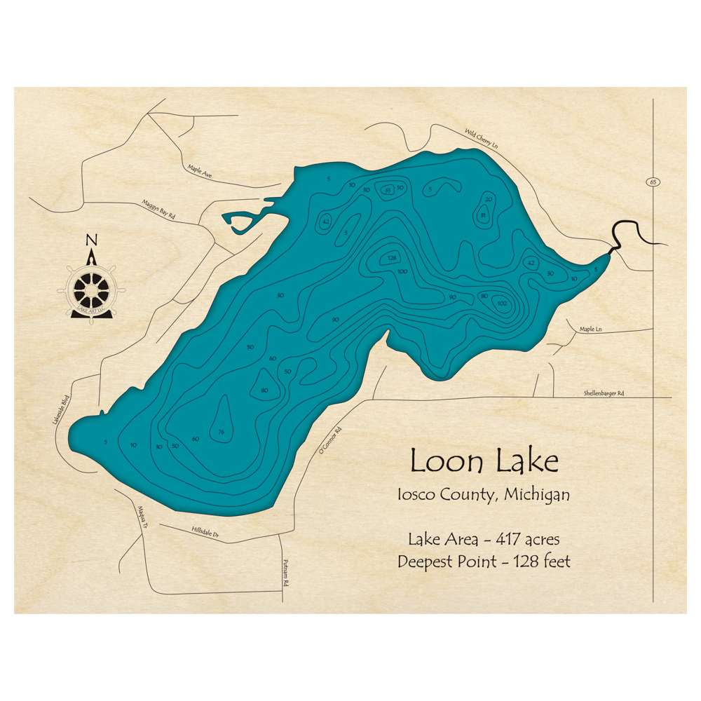 Loon Lake, Michigan 3D Custom Wood Map – Lake Art LLC